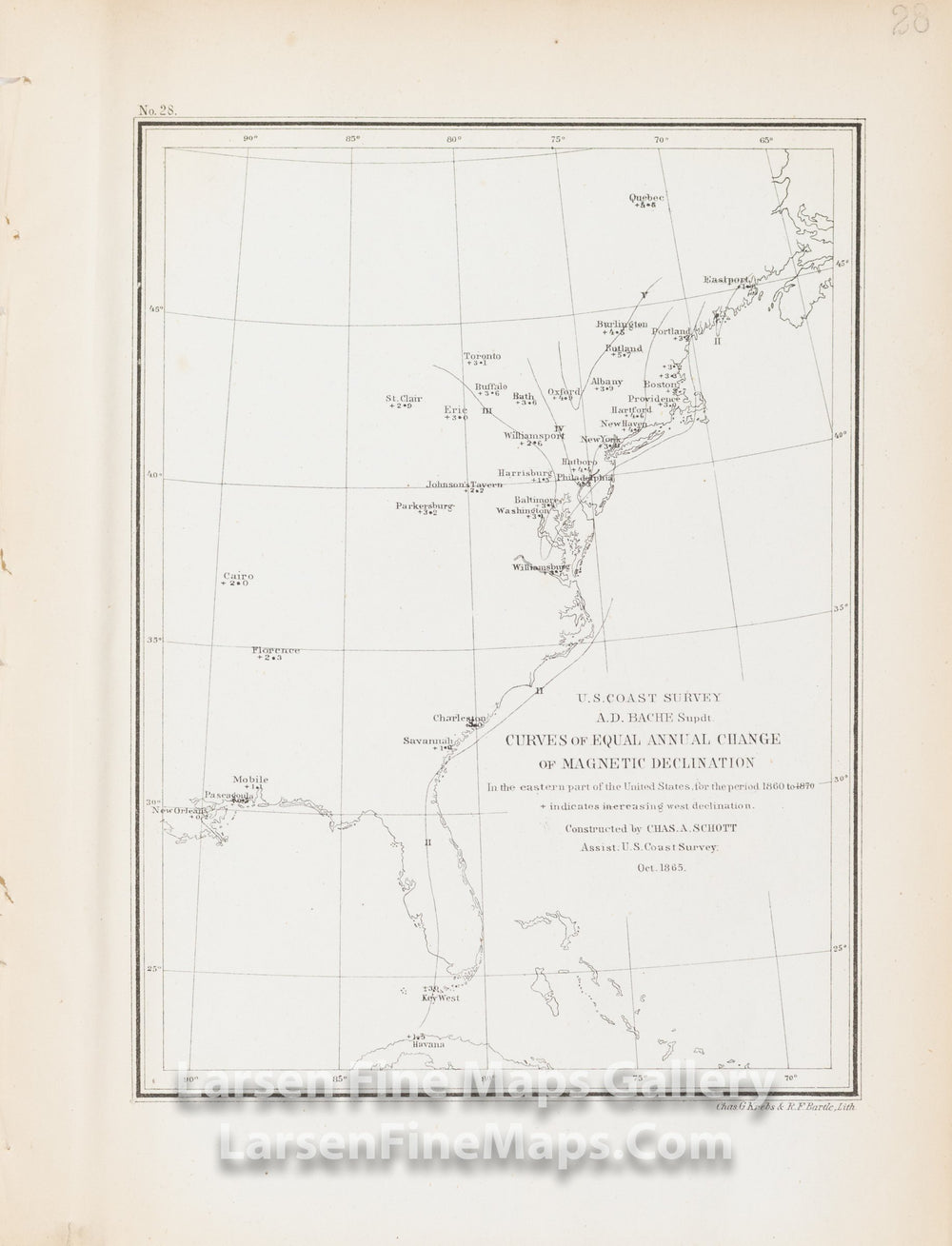 U.S. Coast Survey A.D. Bache Supdt. Curves of Equal Annual Change of M